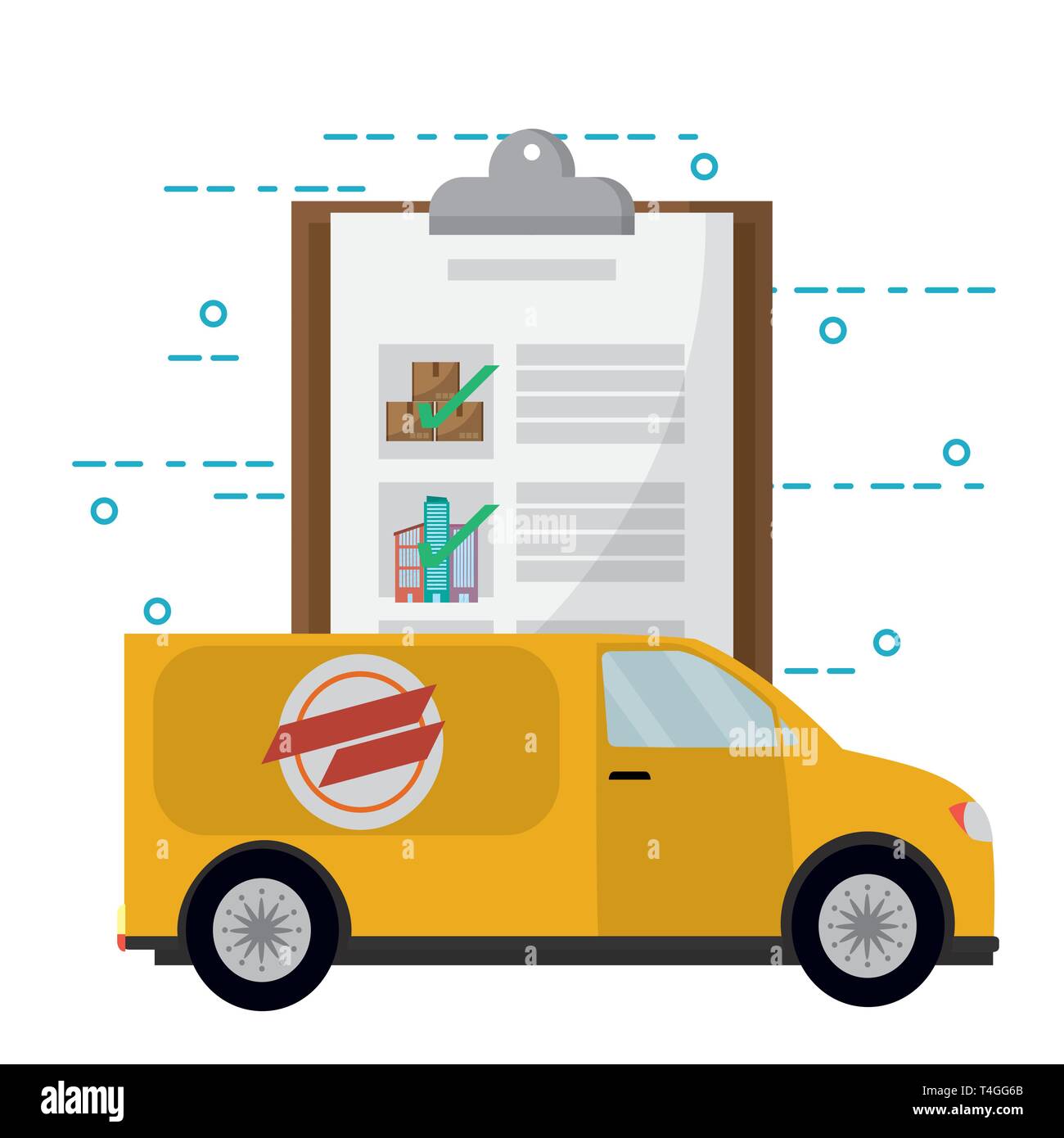 mail order delivery vehicle with clipboard vector illustration graphic ...