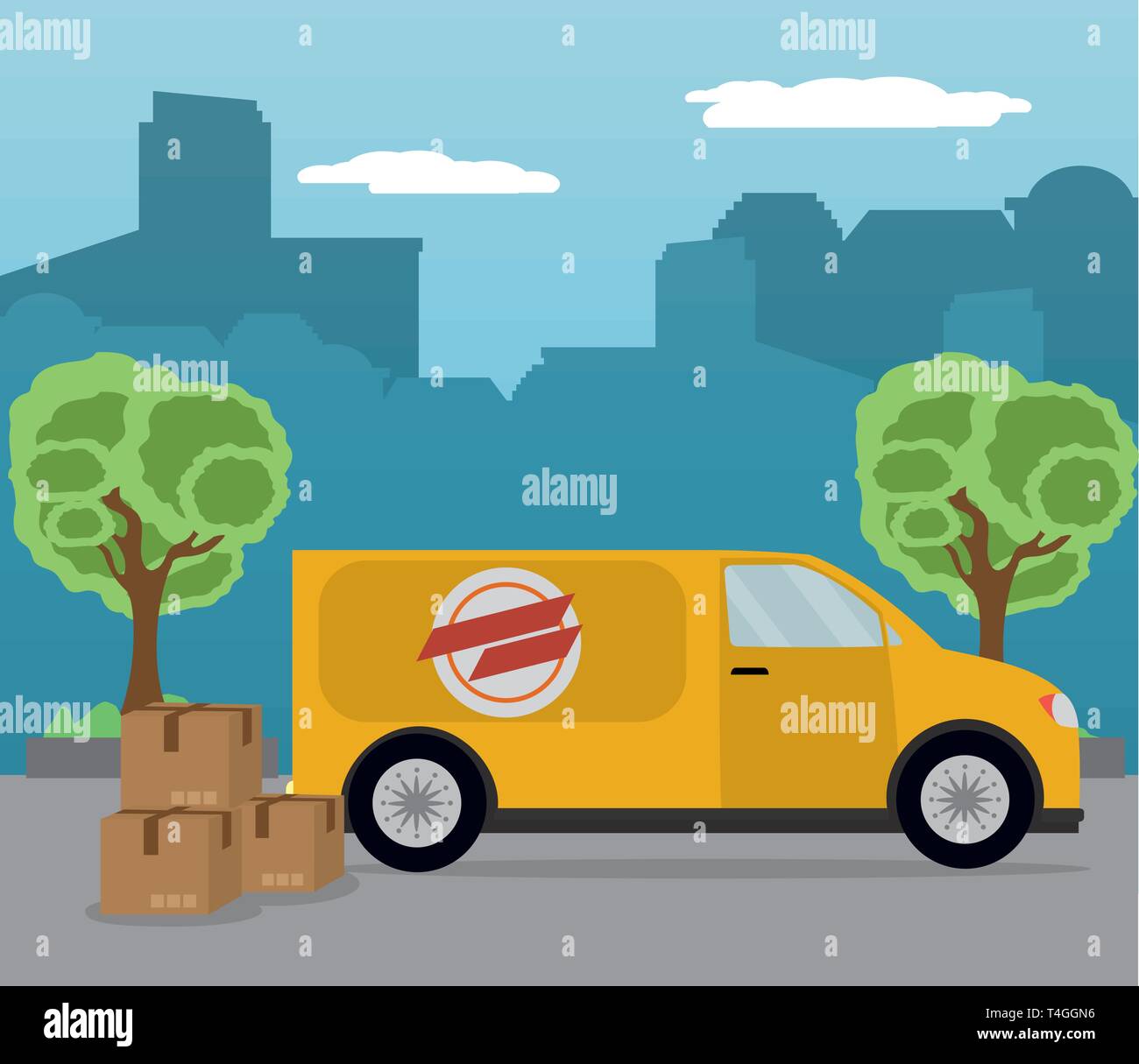 mail delivery service order van vector illustration graphic design ...
