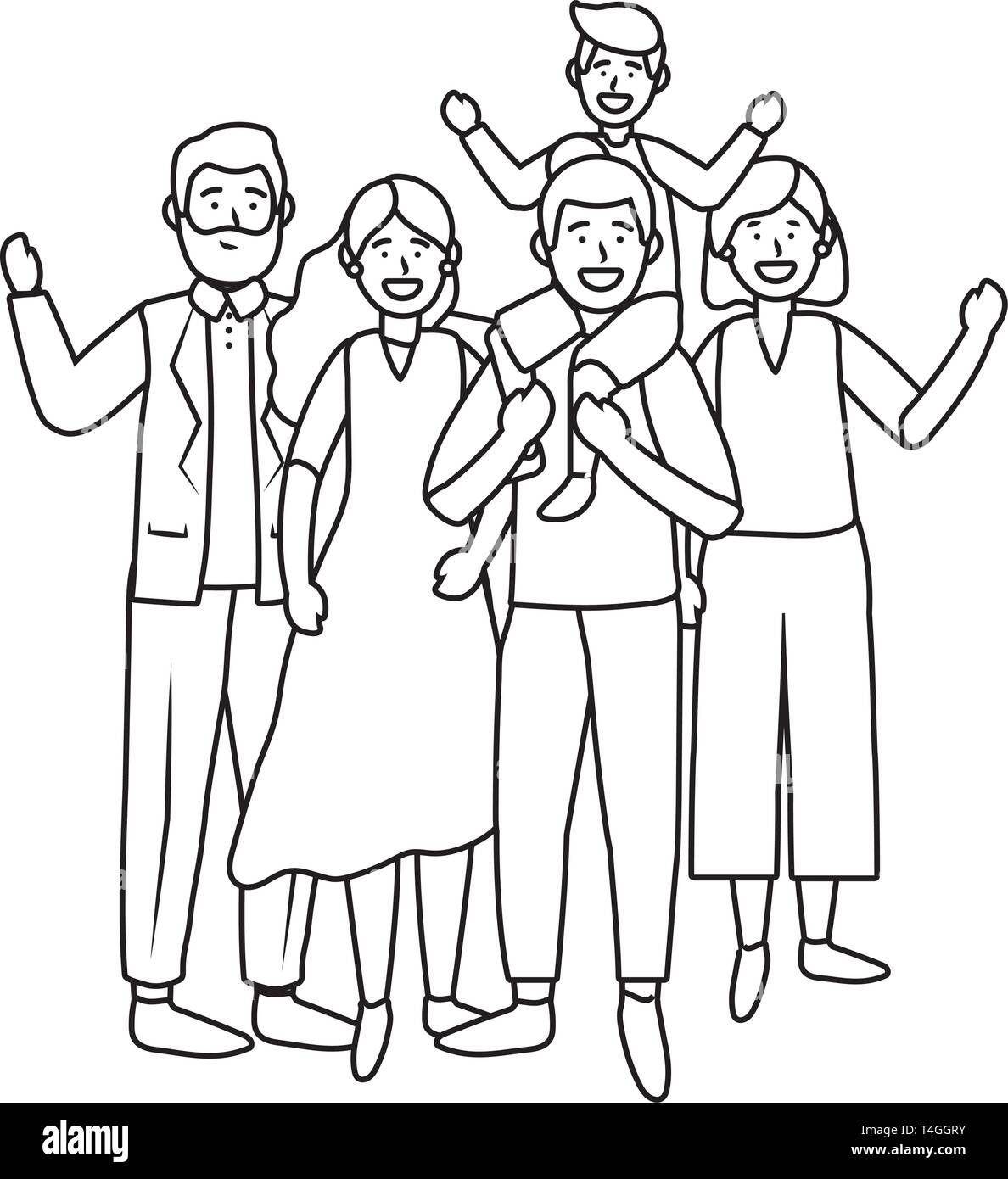 family avatar cartoon character vector illustration graphic design ...