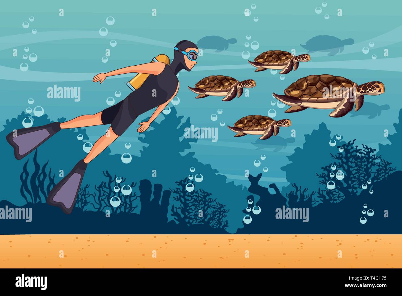 Diving people in the sea Stock Vector Image & Art - Alamy