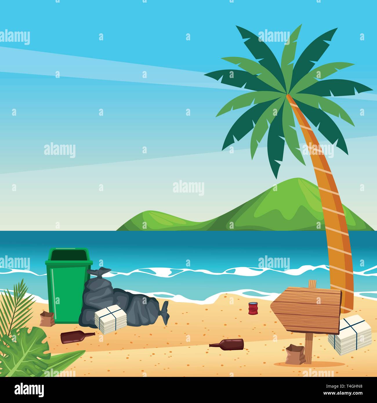 Clean sea, dirty sea beach Stock Vector Images - Alamy