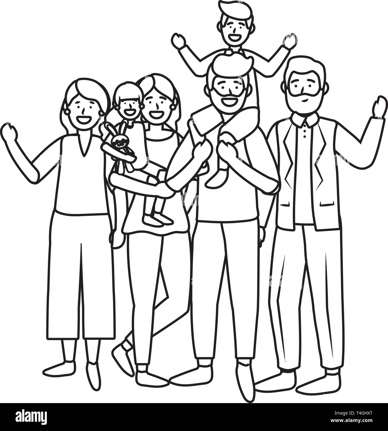 family avatar cartoon character vector illustration graphic design ...