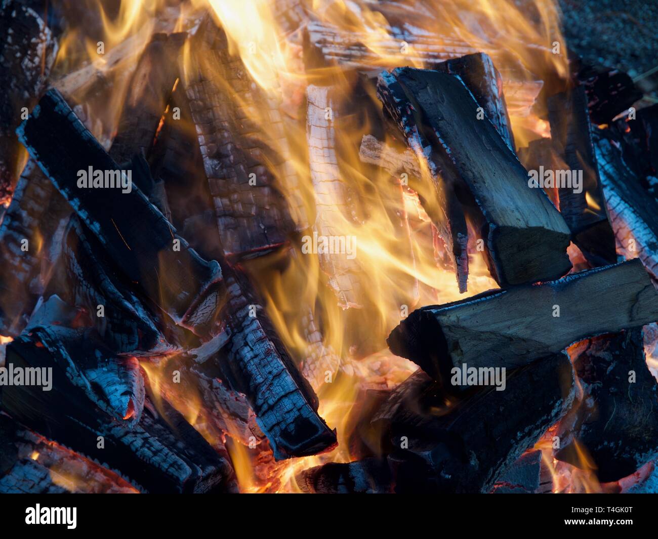 Closeup of a burning campfire with colorful flames Stock Photo - Alamy