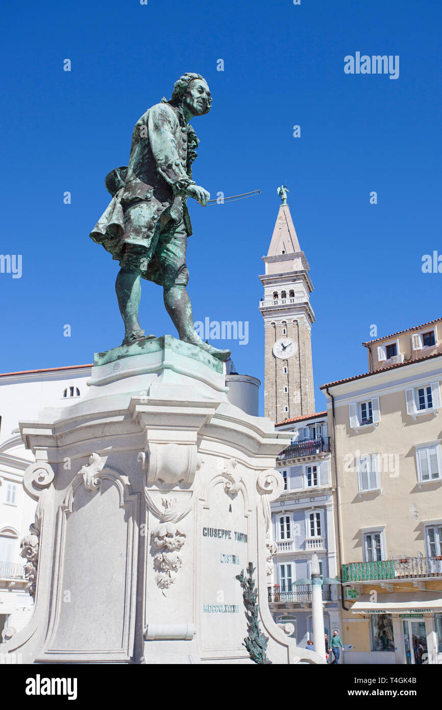 Violinist Giuseppe Tartini, Tartini Central Square Stock Photo - Alamy