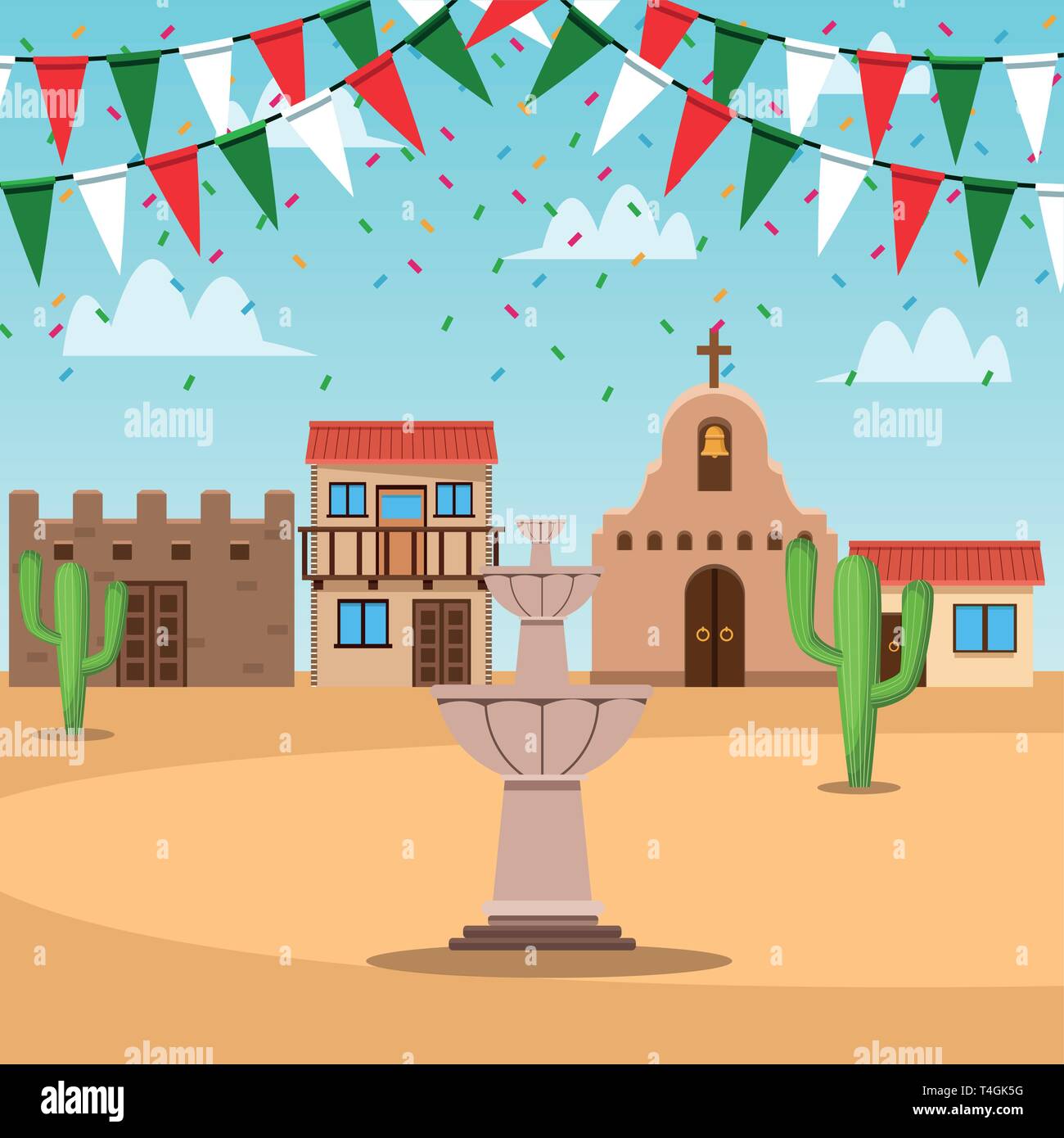 Mexican town scenery Stock Vector Image & Art - Alamy