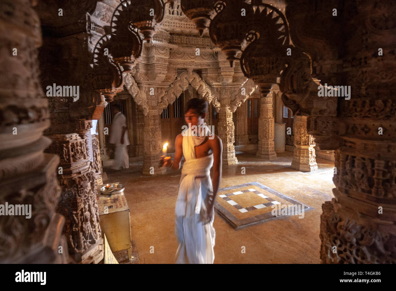 Holy man in Chandraprabhu Jain Temple jaisalmer, Rajasthan, India Stock ...