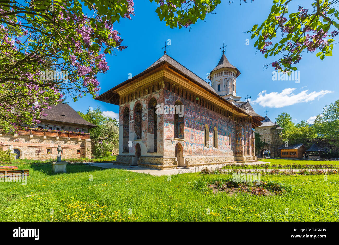 Vatra Moldoviței, Romania - May 2017: Moldovita orthodox painted church ...
