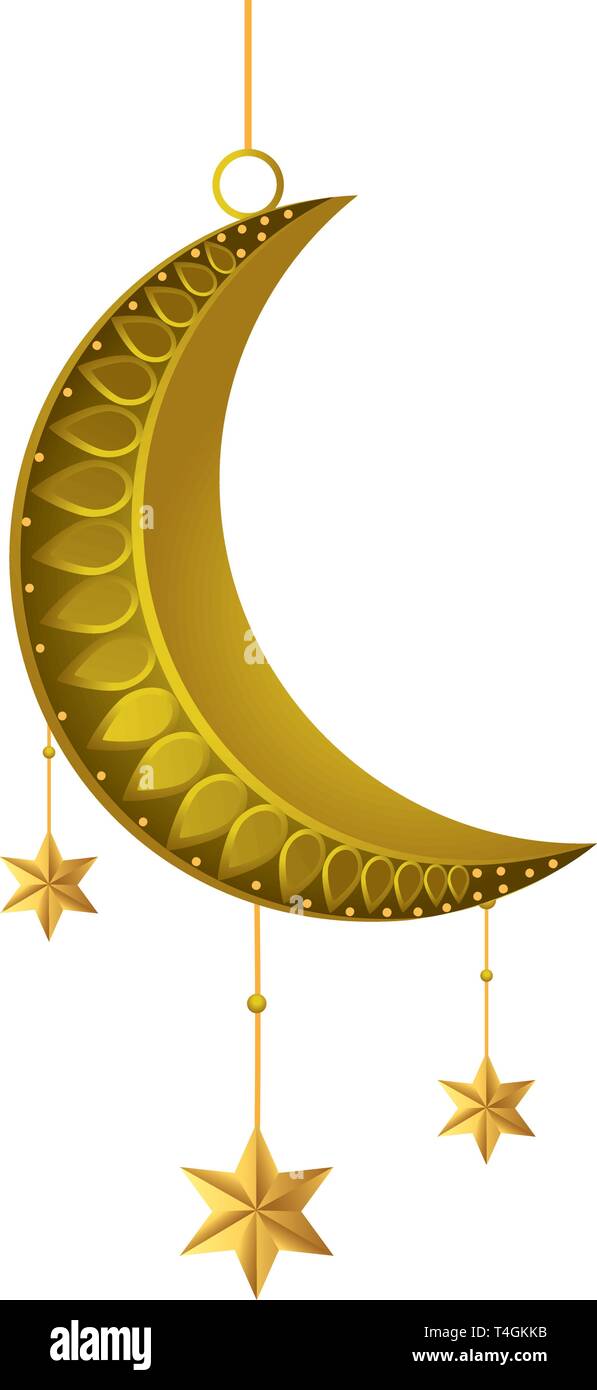 waning moon with hanging stars icon cartoon vector illustration graphic ...