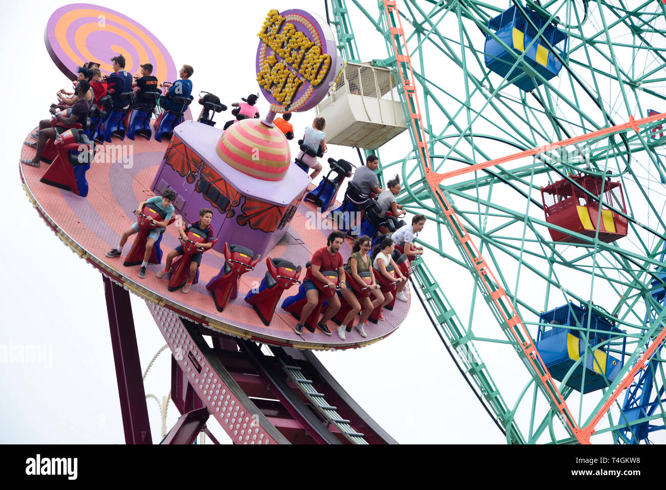 New York City, USA - July 30, 2018: Luna Park amusement park on summer ...