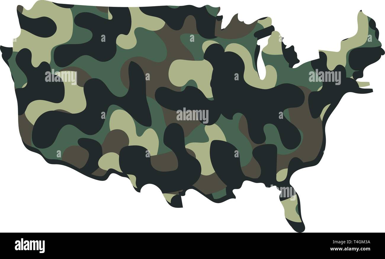 united state map and flag with camouflage vector illustration graphic ...