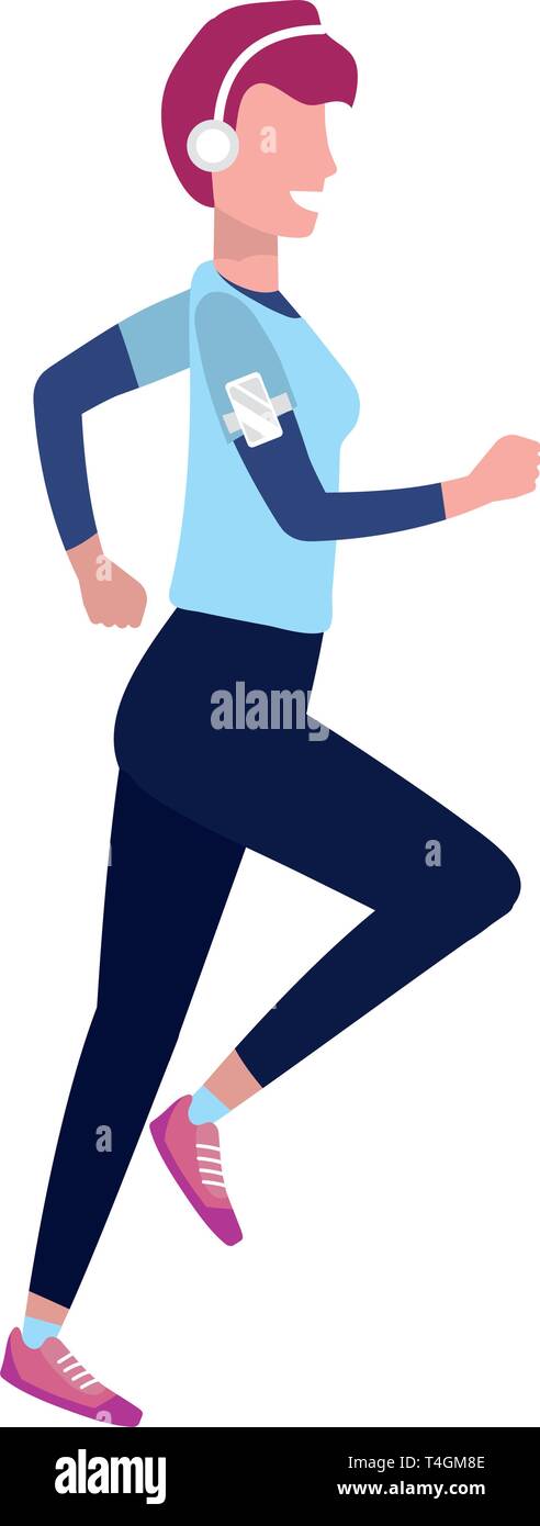 woman running with sportswear avatar cartoon character vector ...