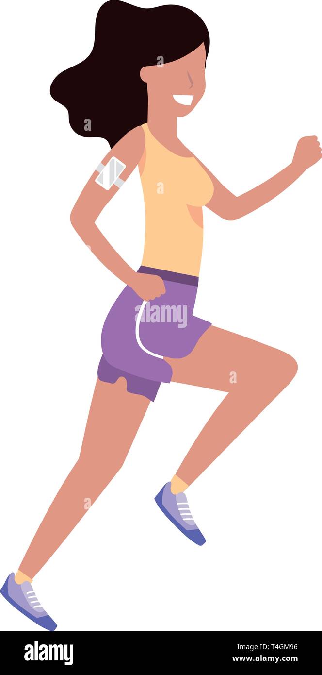 woman running with sportswear avatar cartoon character vector ...