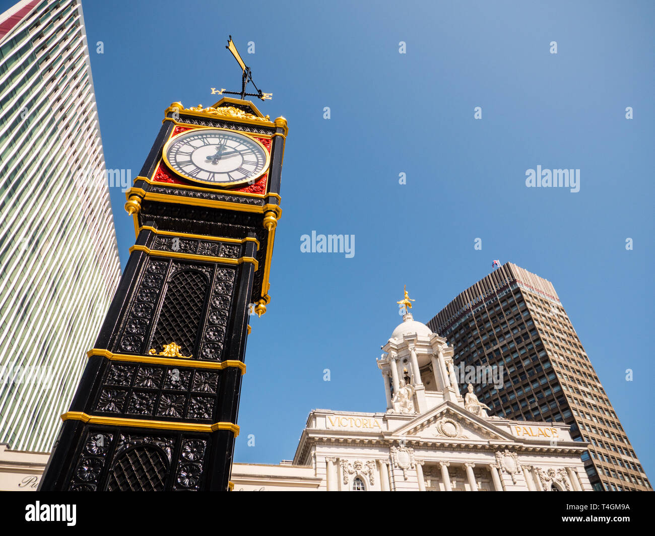 Little Ben Clock, with Victoria Palace Theatre, Westminster, London ...