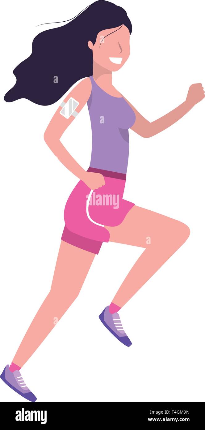 woman running with sportswear avatar cartoon character vector ...