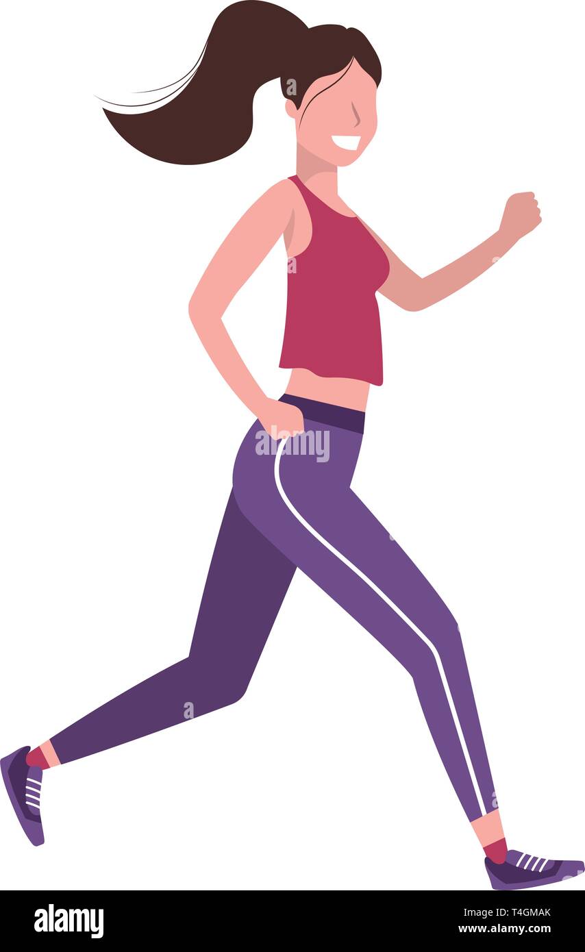 woman running with sportswear avatar cartoon character vector ...