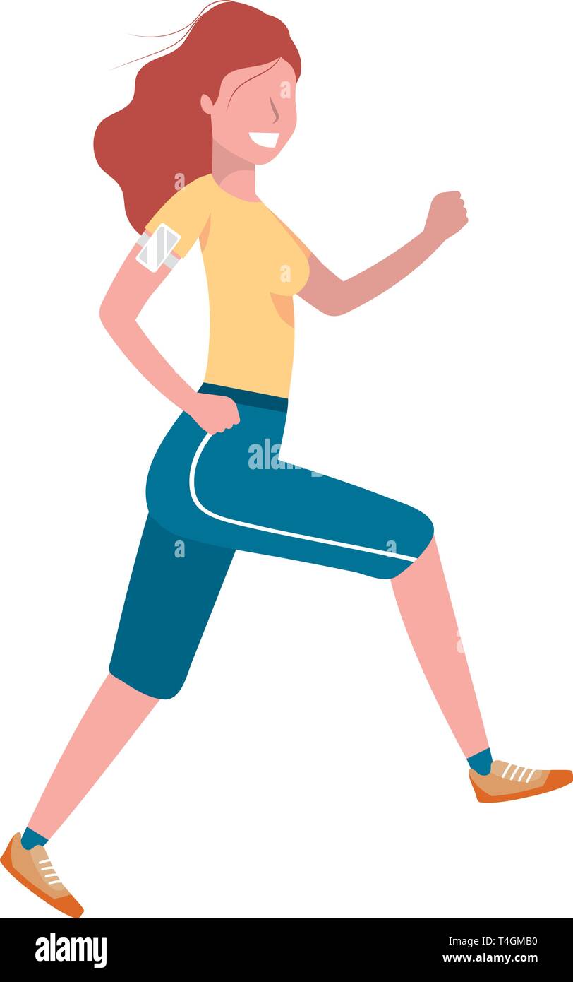 woman running with sportswear avatar cartoon character vector ...