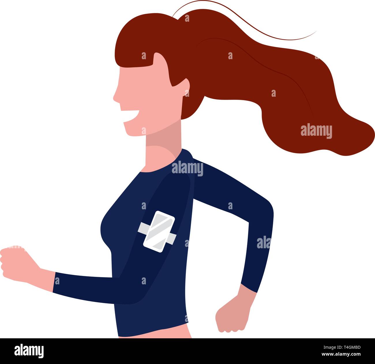 woman running portrait with sportwear avatar cartoon character vector ...