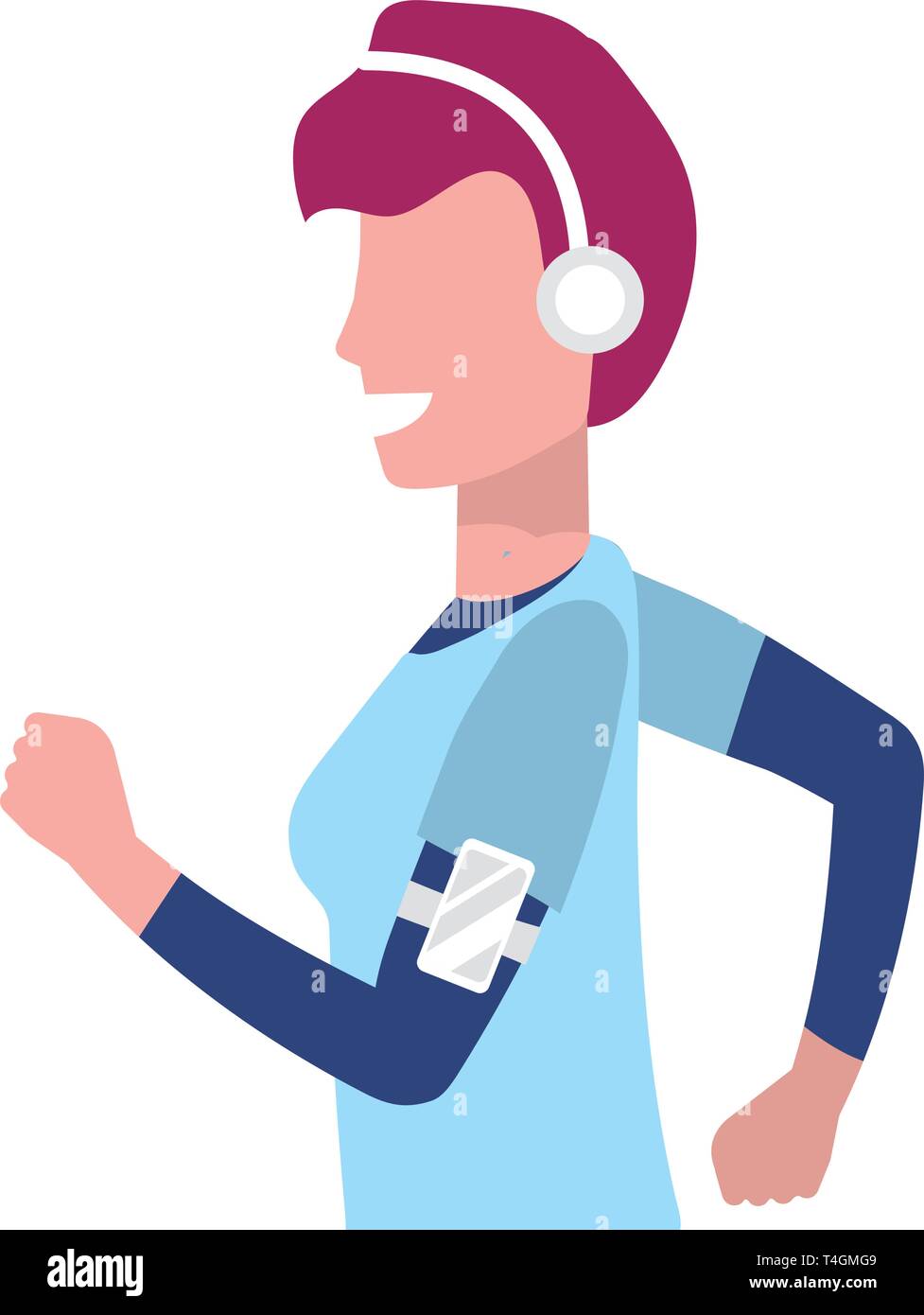 woman running portrait with sportwear avatar cartoon character vector ...