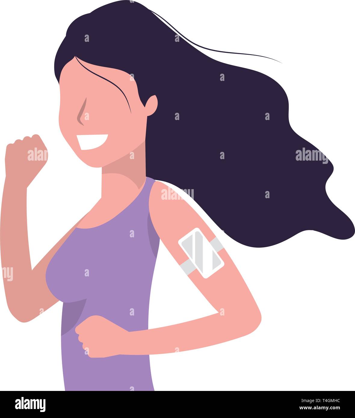 woman running portrait with sportwear avatar cartoon character vector ...