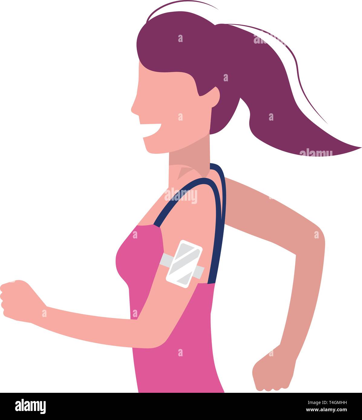 woman running portrait with sportwear avatar cartoon character vector ...