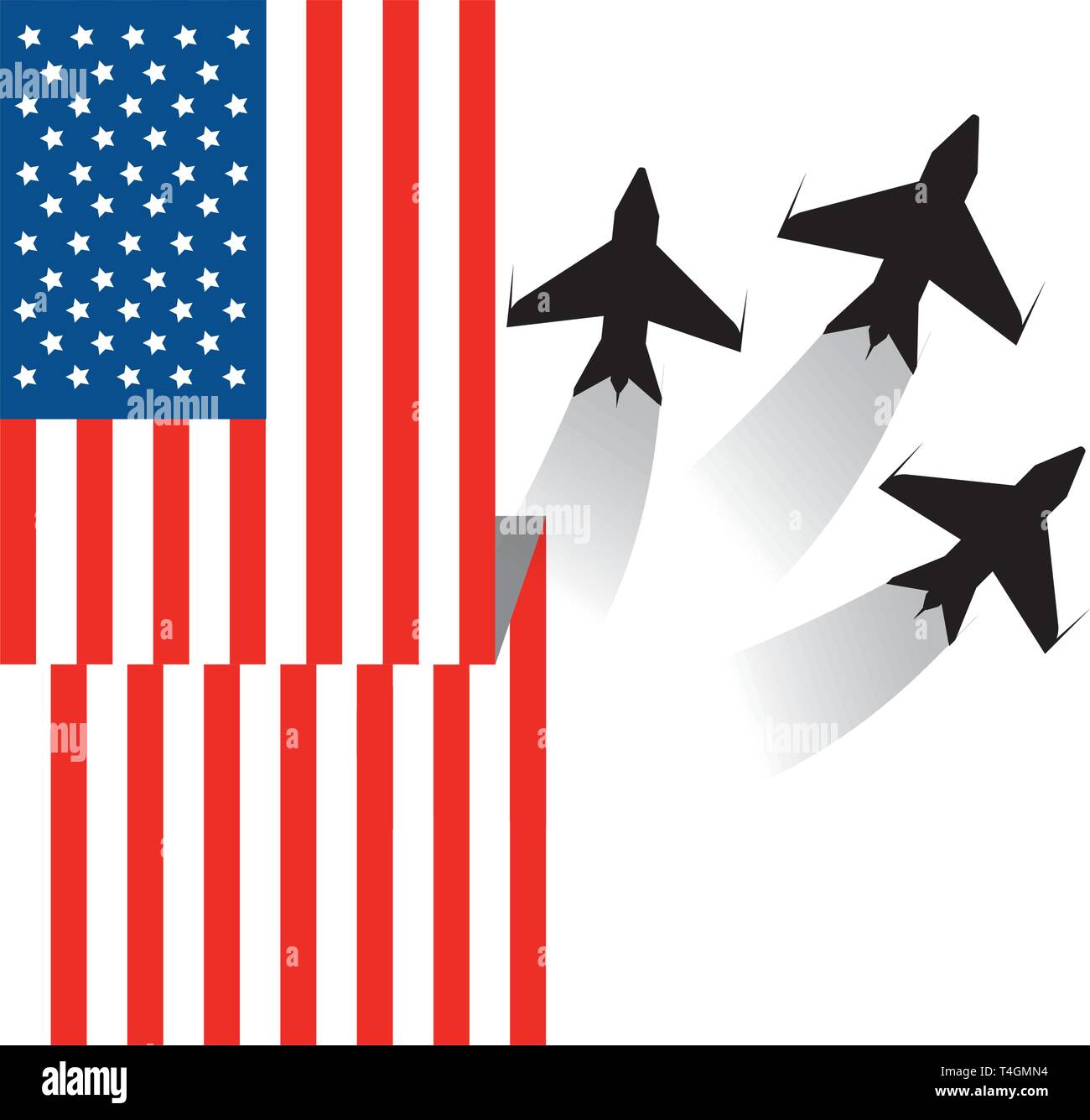united state flag and airplanes vector illustration graphic design ...