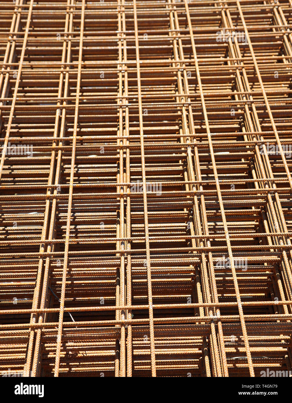 brown welded mesh in the construction site wiithout worker Stock Photo ...