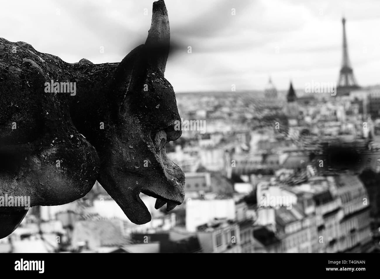 Terrifying statue of a gargoyle the mythical winged monster on the ...