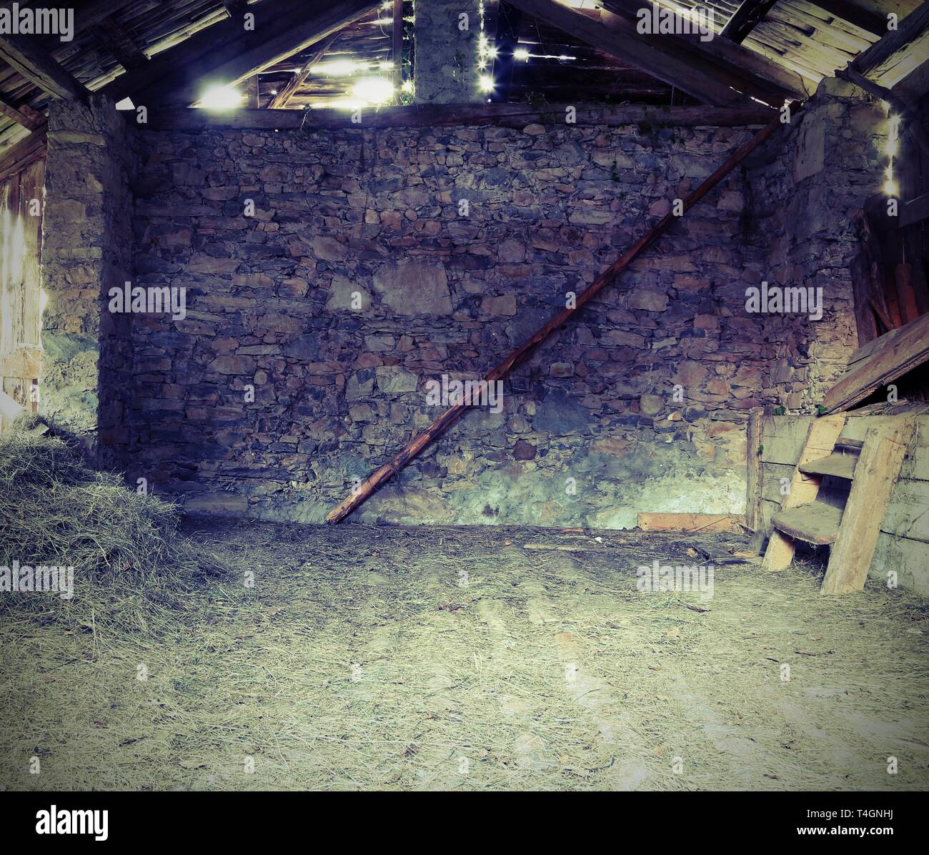 inside an abandoned stable in Italy with old toned effect Stock Photo ...