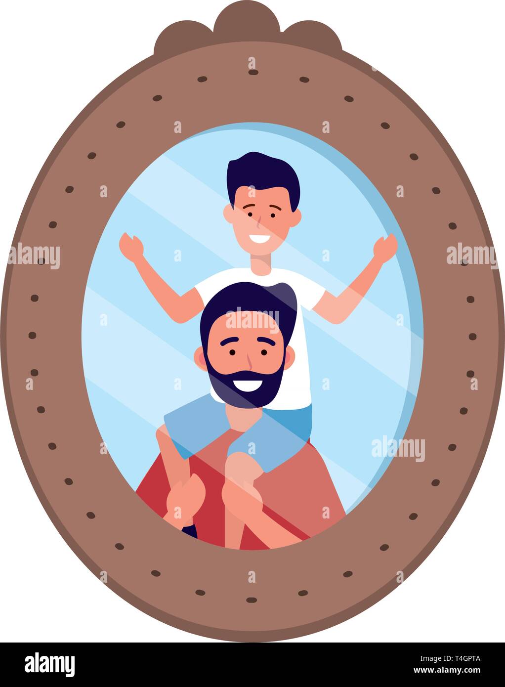 man carrying a child avatar cartoon character photo frame vector ...