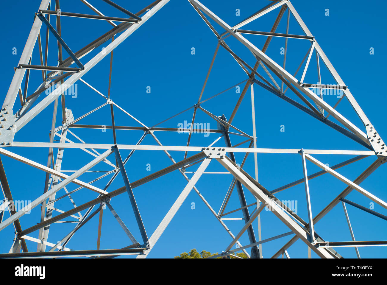 Detail take of the structure of an electricity pylon Stock Photo - Alamy
