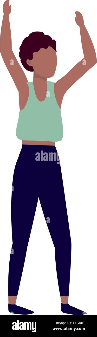 young woman raised hand cartoon vector illustration graphic design ...
