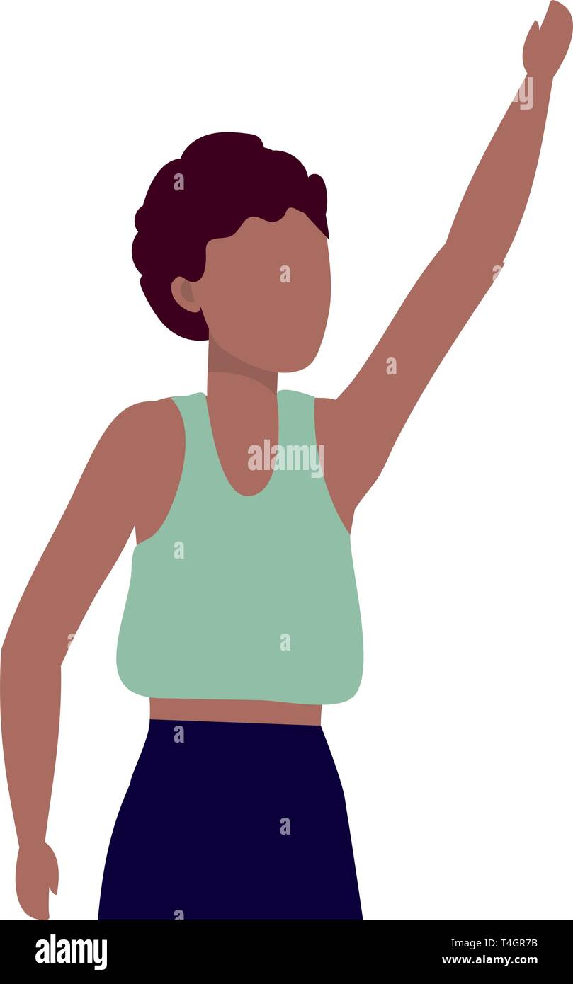 young woman raised hand cartoon vector illustration graphic design ...