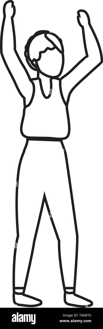 young woman raised hand cartoon vector illustration graphic design ...