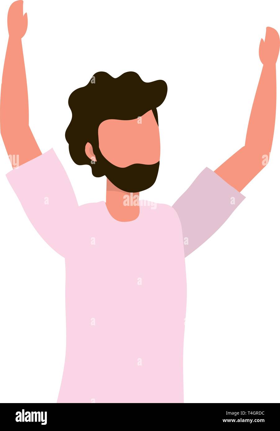 young man raised hands cartoon vector illustration graphic design Stock ...