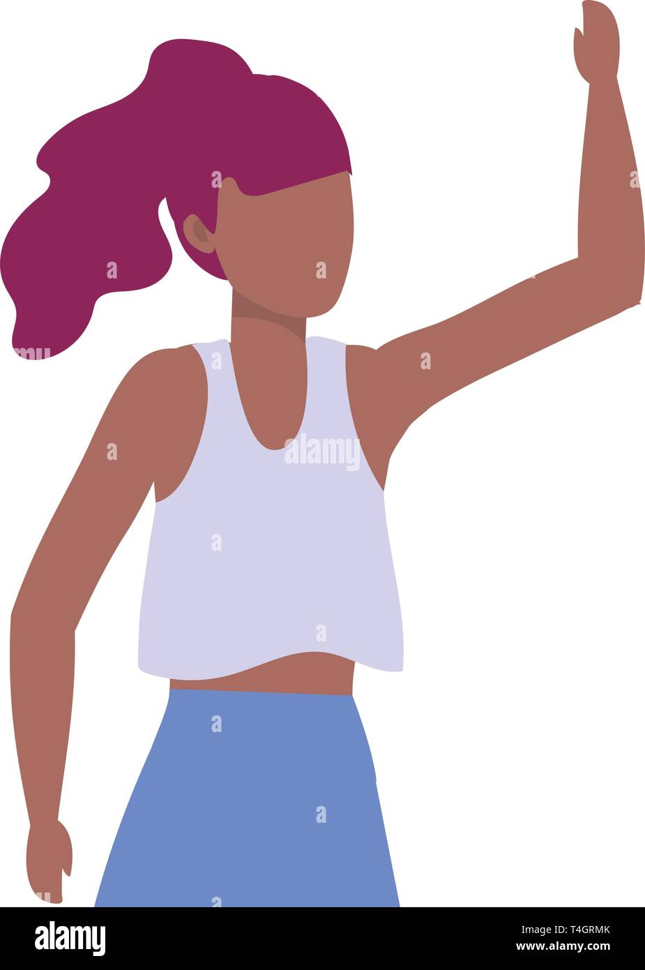 young woman raised hand cartoon vector illustration graphic design ...