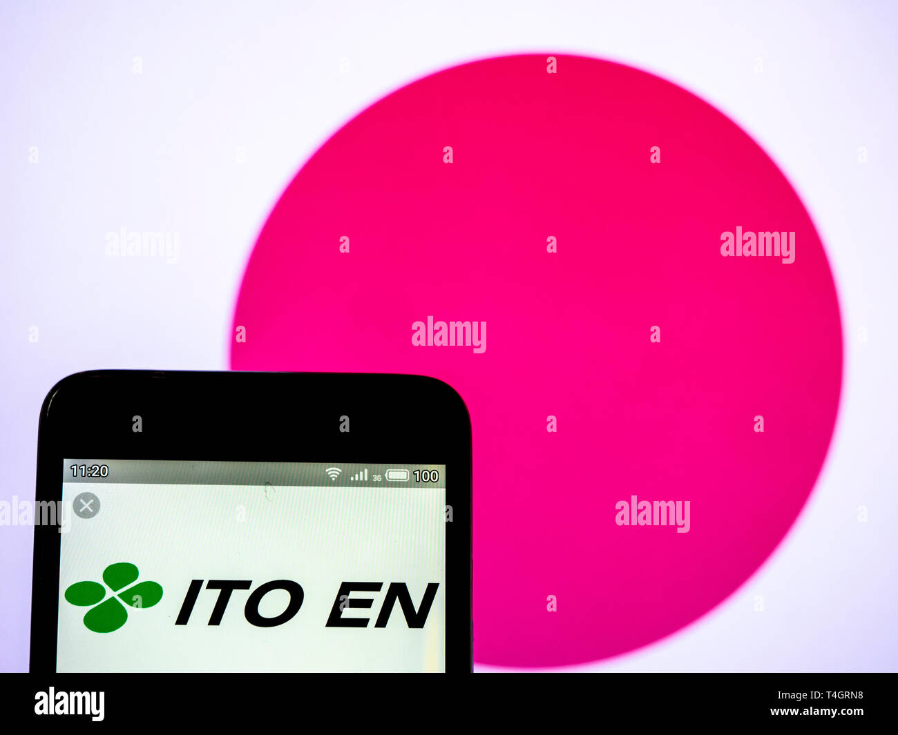 In this photo illustration a Ito En, Ltd. logo seen displayed on a ...