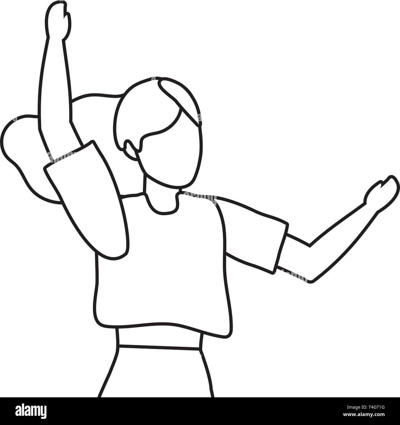 young woman raised hand cartoon vector illustration graphic design ...