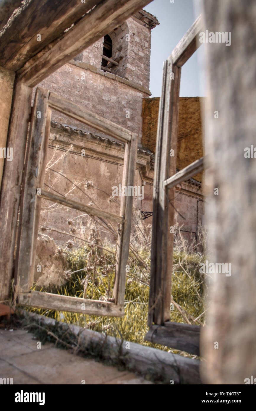 View from the window of a ruined house Stock Photo - Alamy