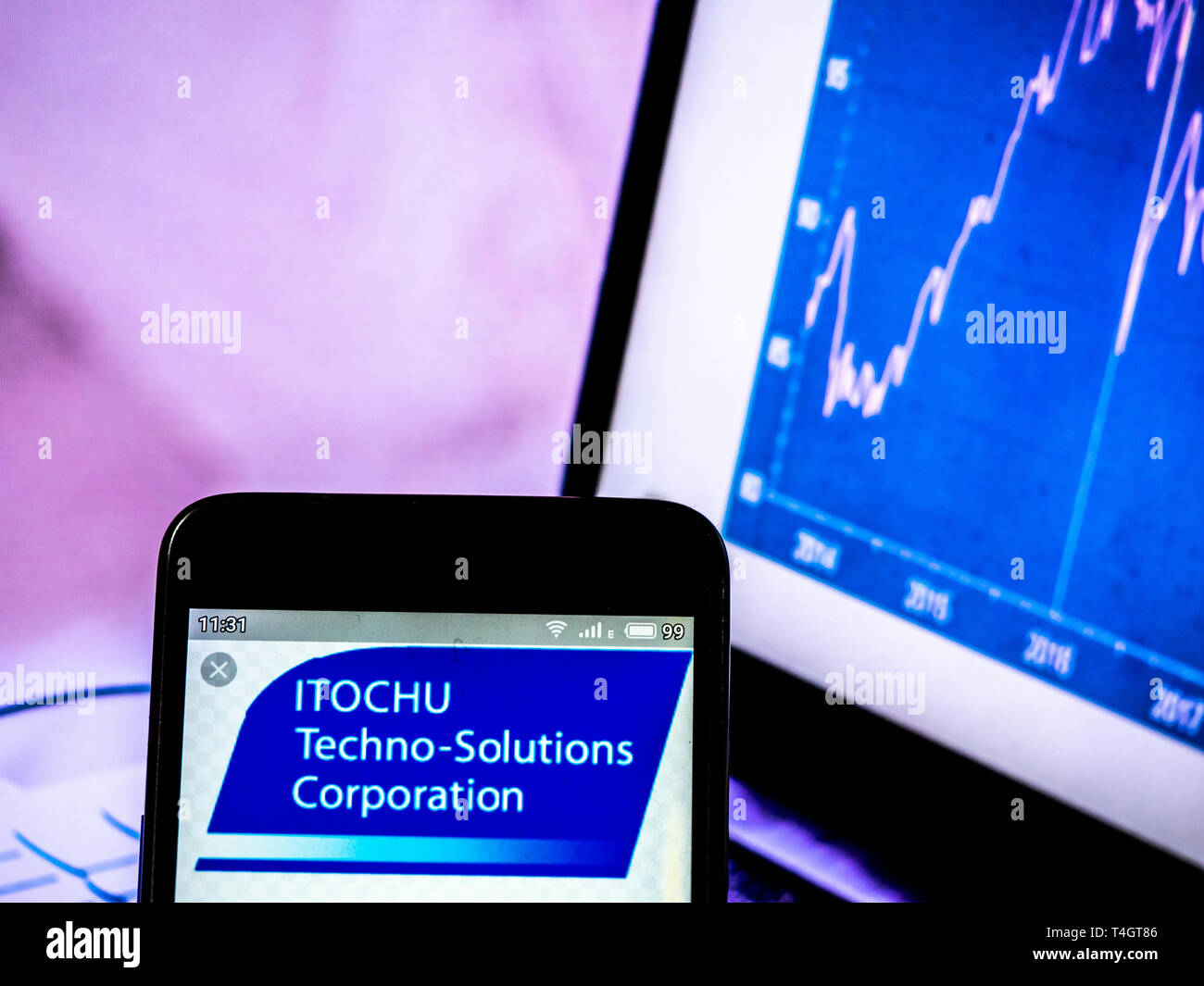 In this photo illustration a Itochu Techno-Solutions Co., Ltd. logo ...