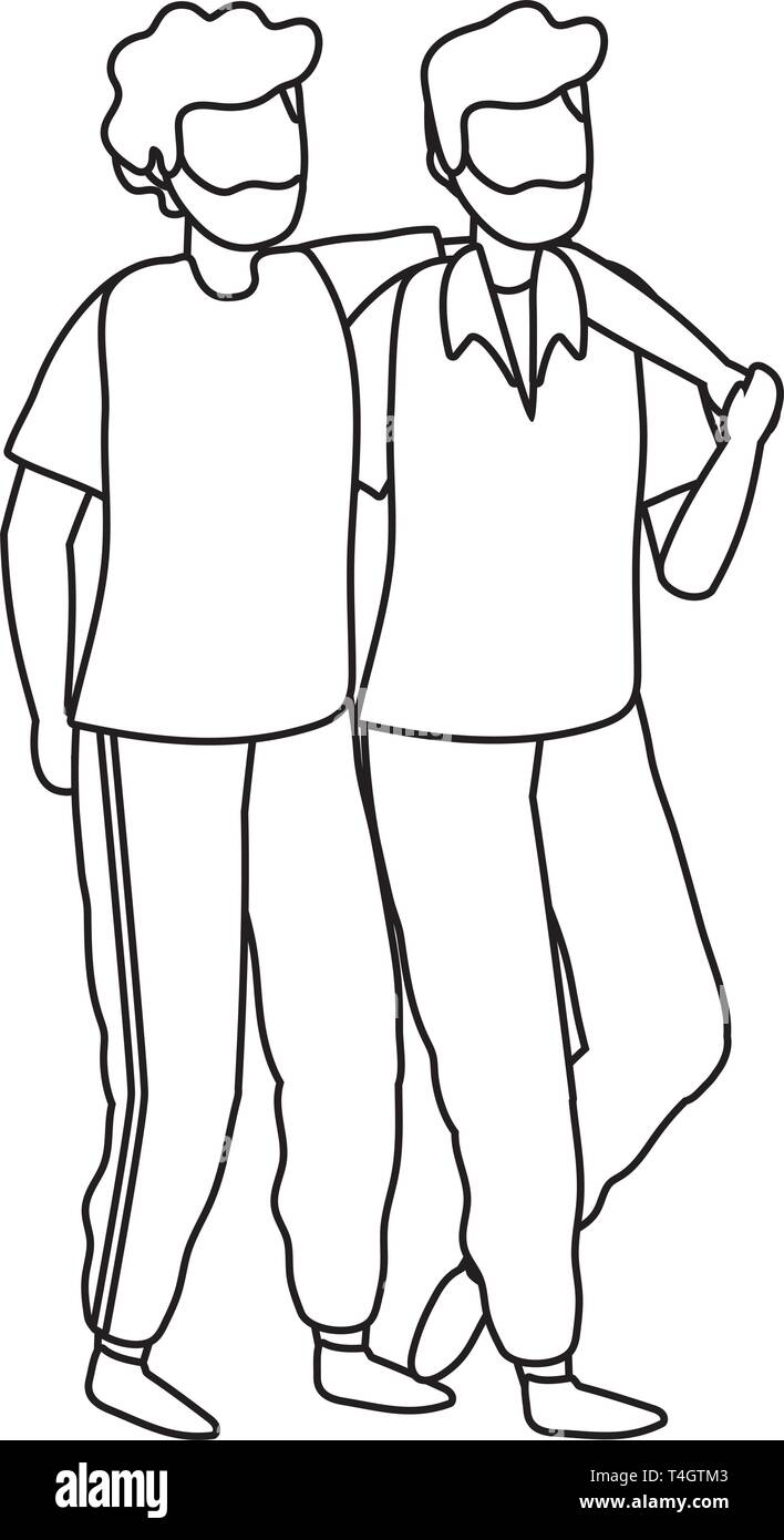 Two People Hugging Cartoon