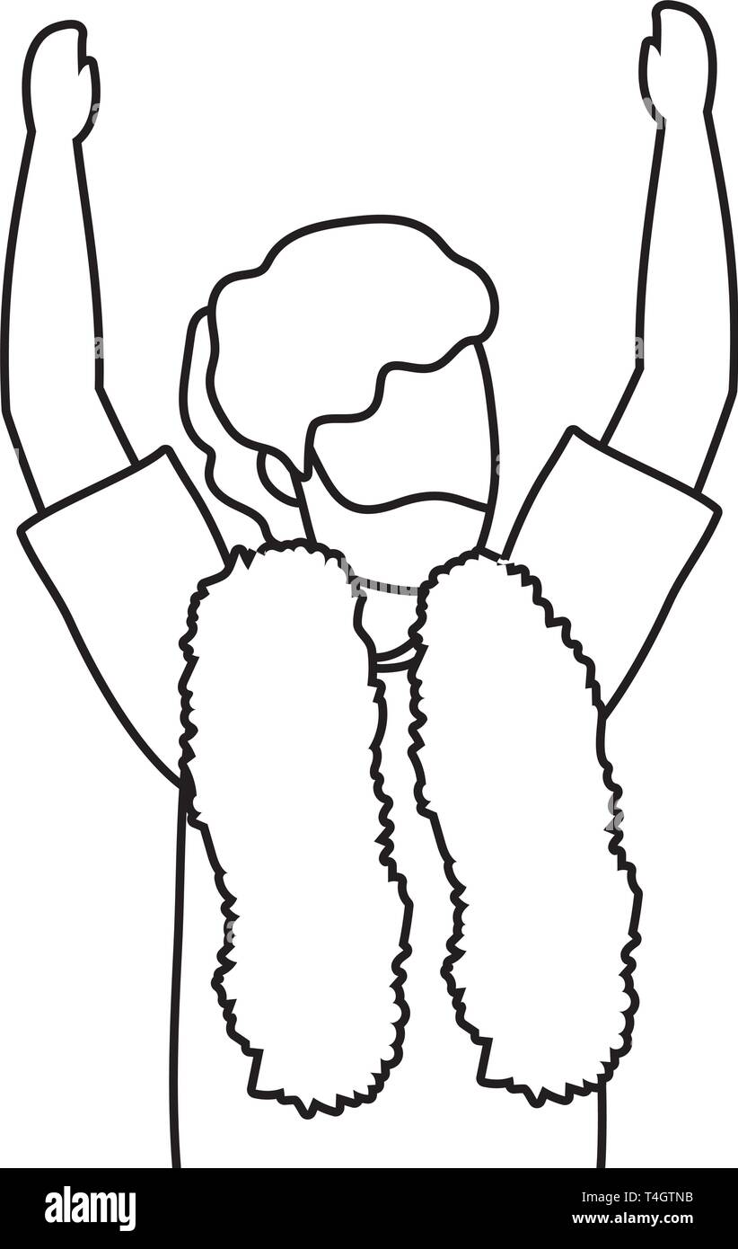 young man raised hands cartoon vector illustration graphic design Stock ...