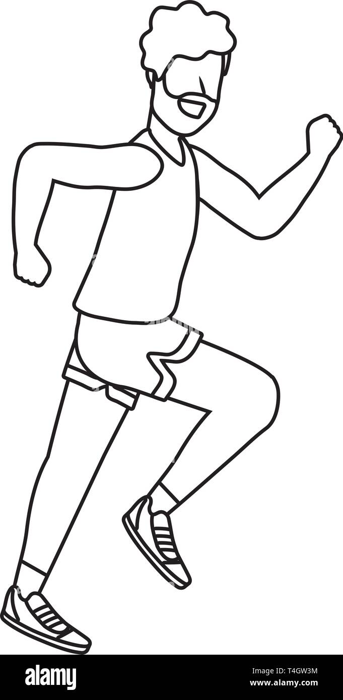 fitness sport train man running cartoon vector illustration graphic ...