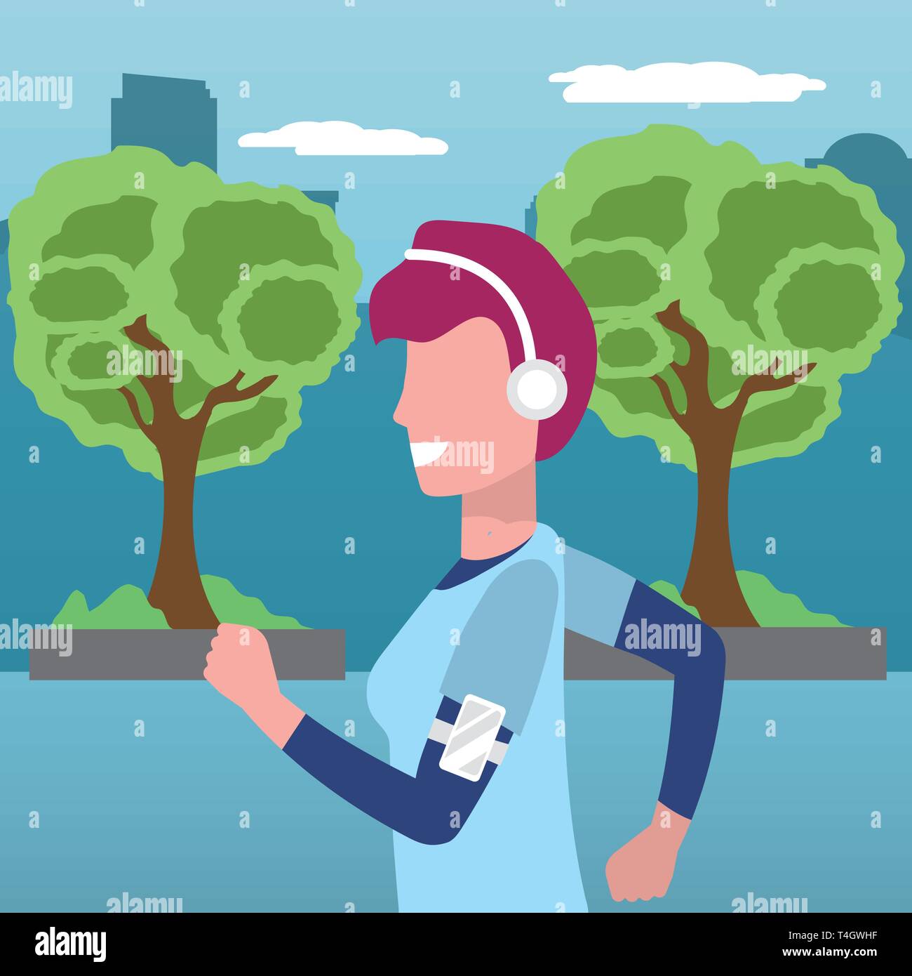 woman running portrait with sportwear avatar cartoon character park ...