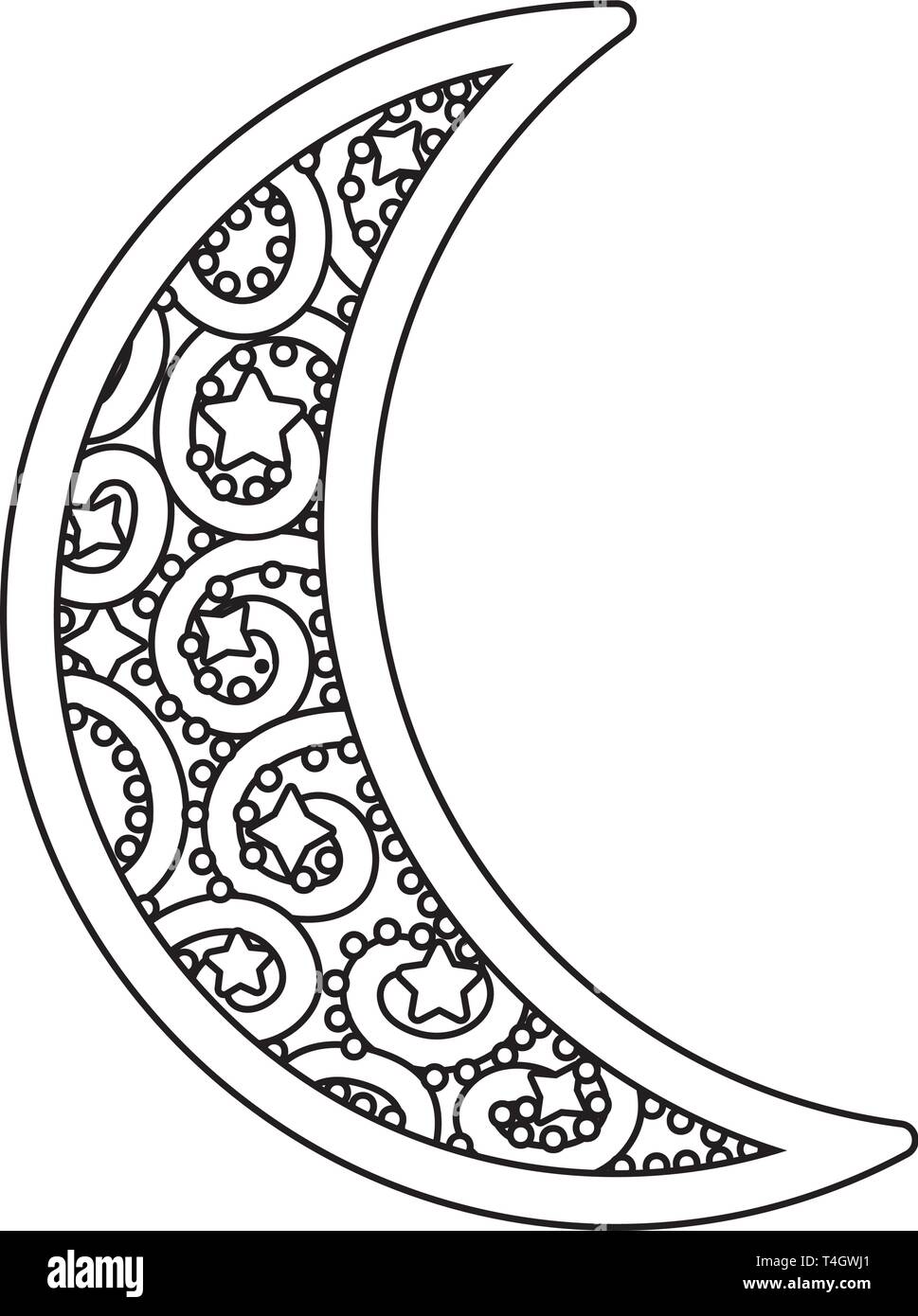 waning moon icon cartoon isolated black and white vector illustration ...