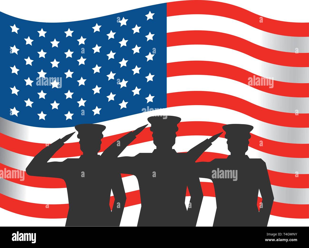 united state flag with military officer silhouette icon vector ...