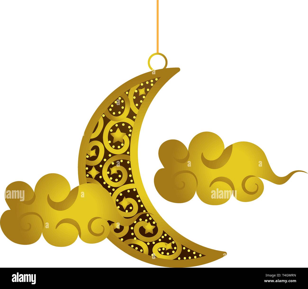 waning moon with clouds icon cartoon vector illustration graphic design ...