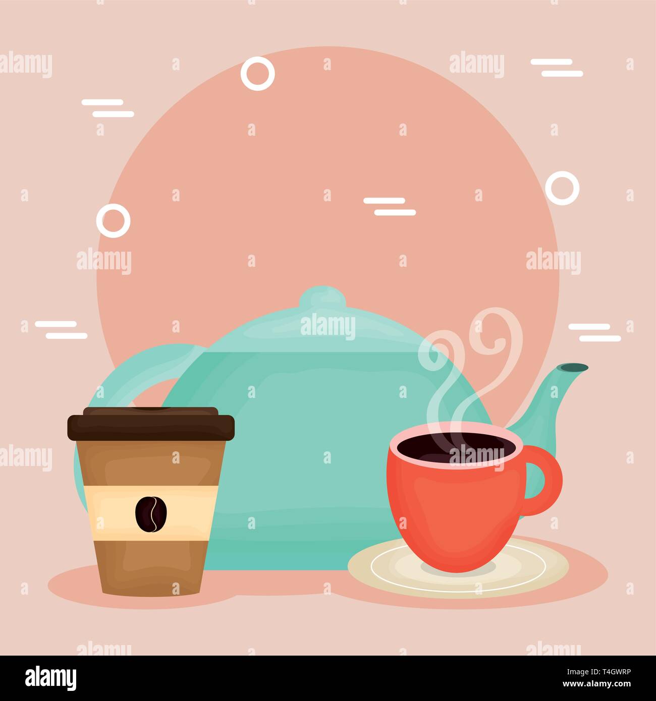 delicious coffee and tea time icons vector illustration design Stock ...