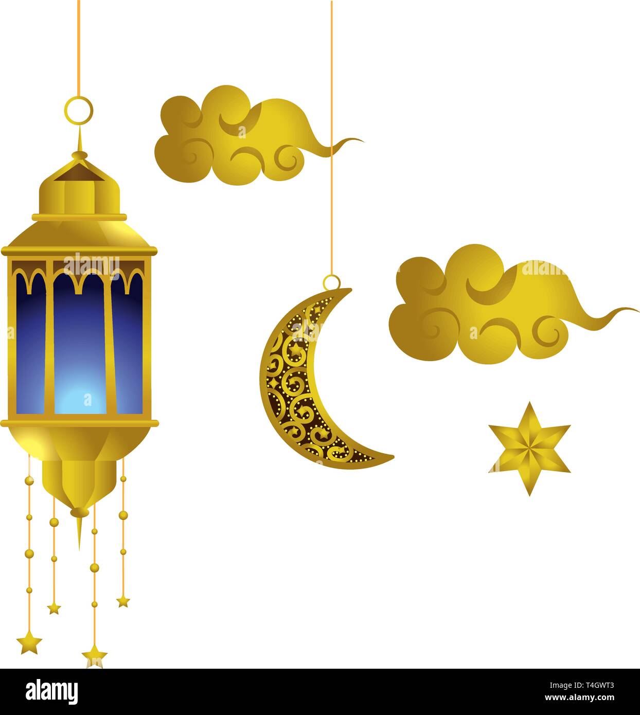 hanging lamp moon and clouds icon cartoon vector illustration graphic ...