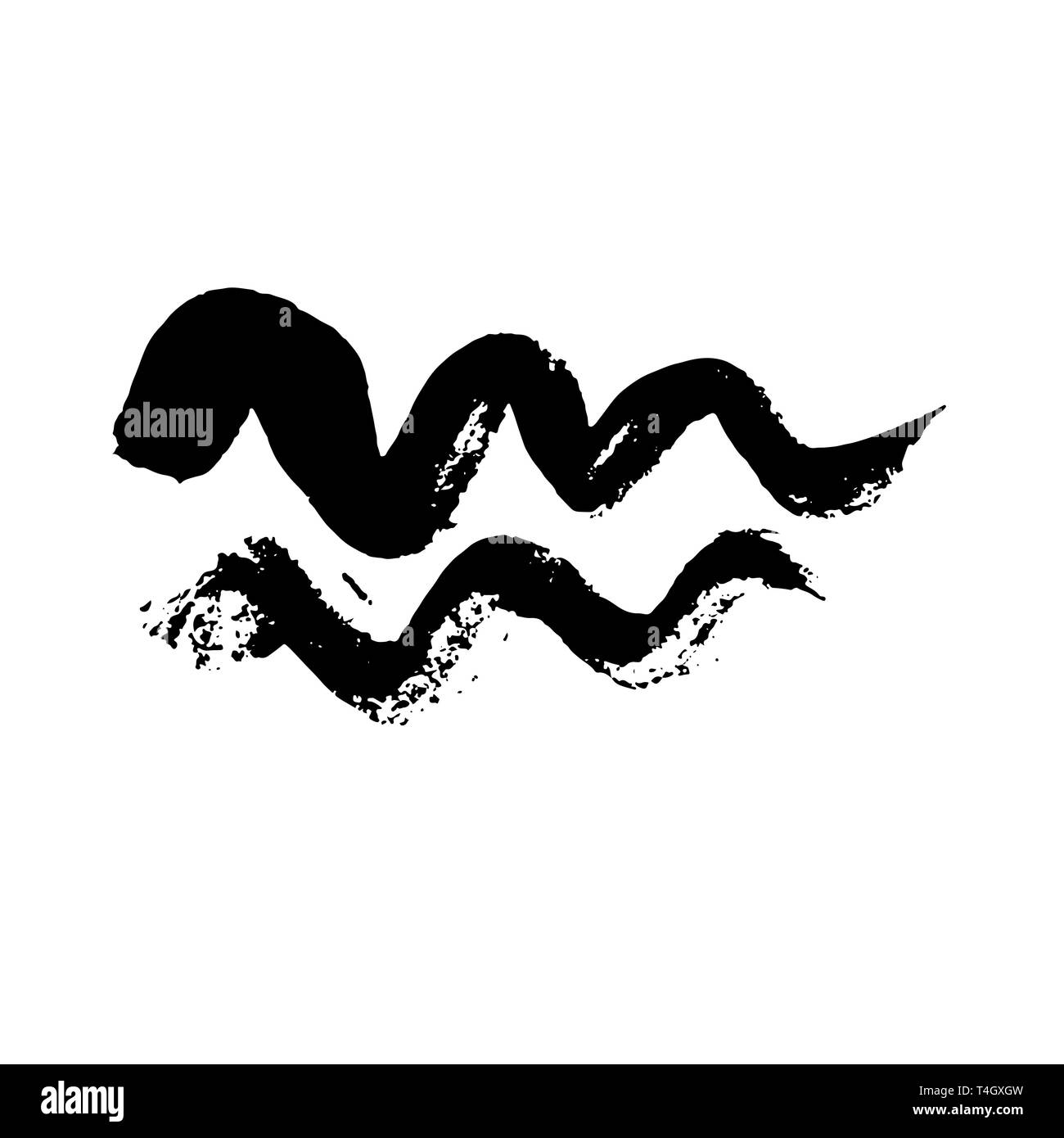 Zodiac sign Aquarius. Vector dry brush illustration isolated on white ...