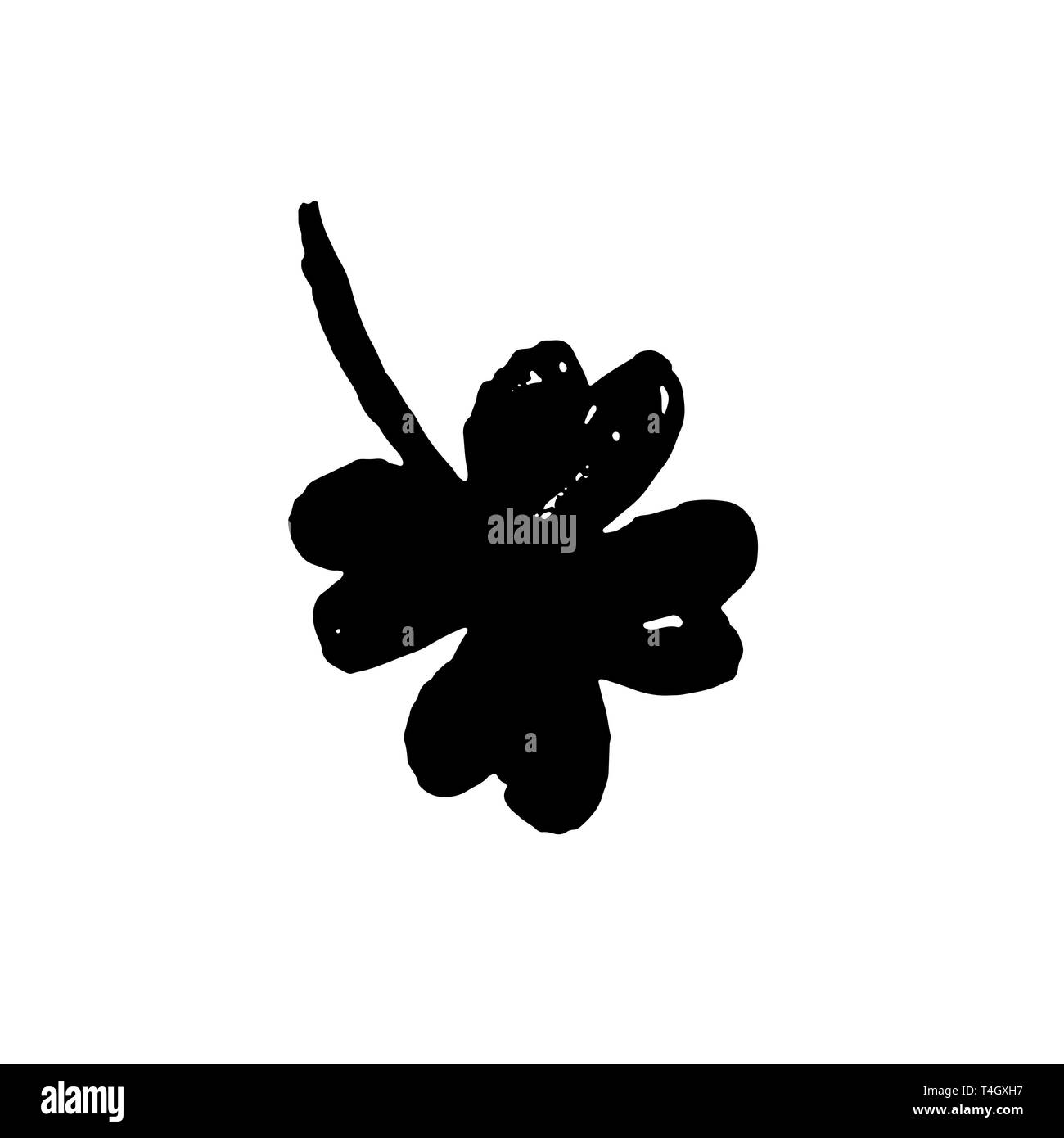 Clover icon. Grunge vector dry brush illustration Stock Vector Image ...